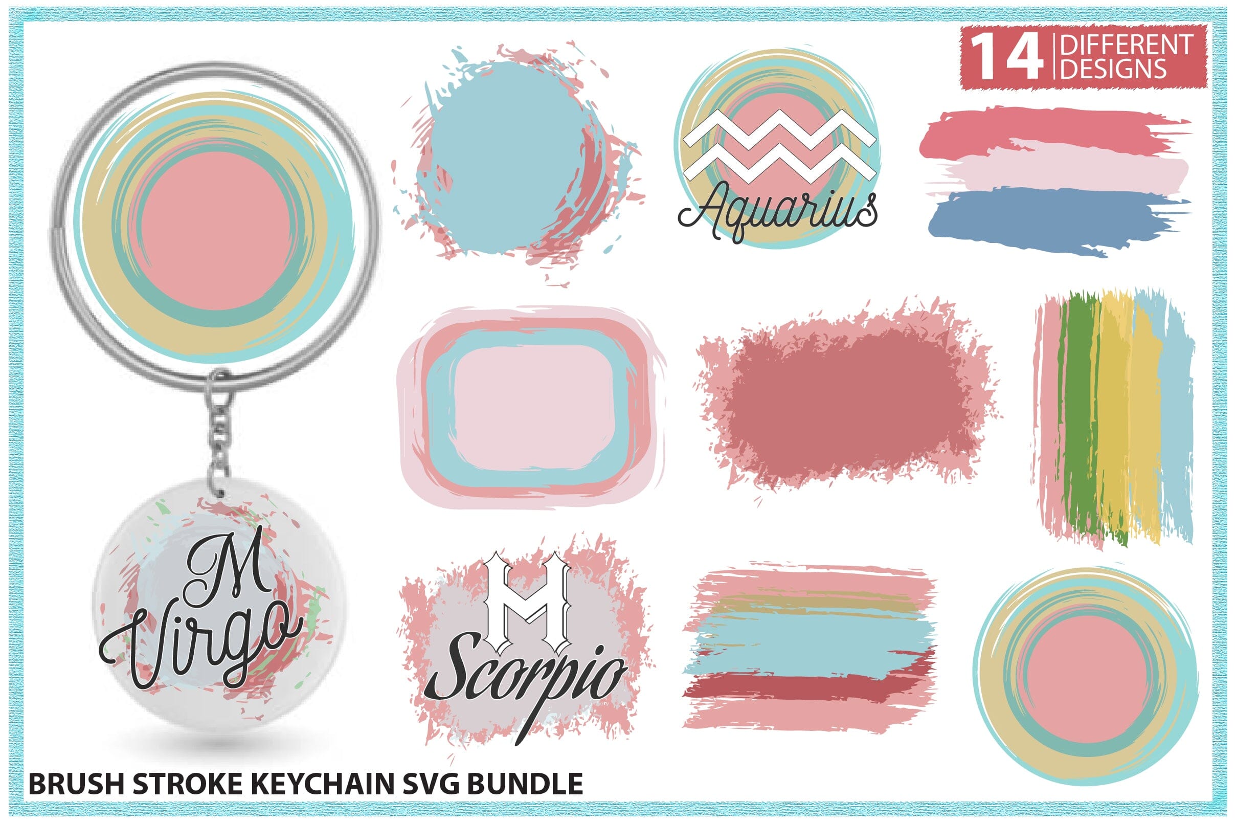 Brush Stroke Keychain SVG Bundle - So Fontsy