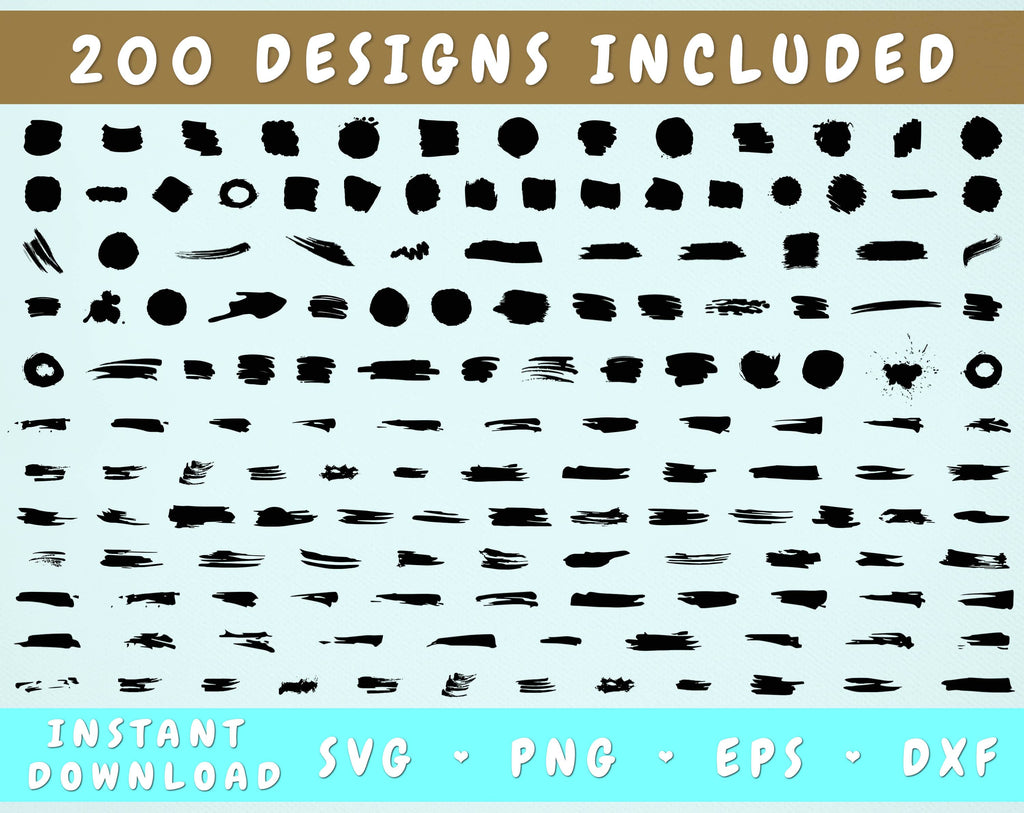 Brush Strokes SVG Bundle - 200 Designs - So Fontsy