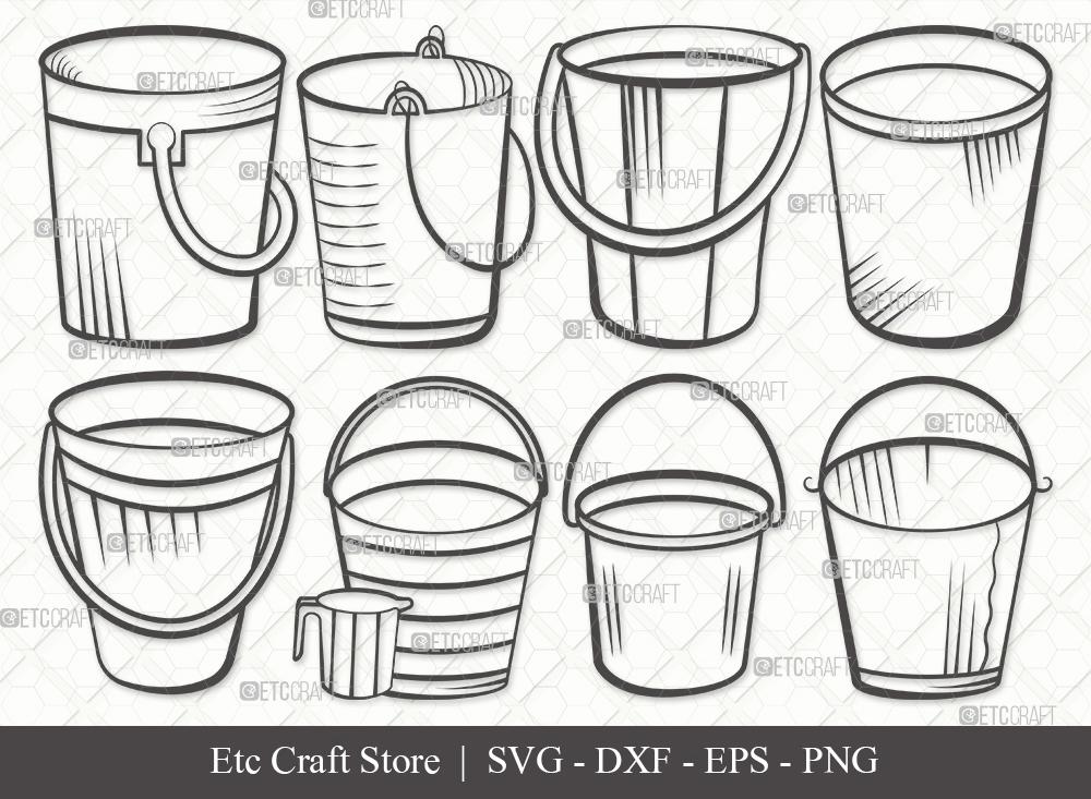 Bucket Outline SVG Cut File | Bucket Svg | Cleaning Svg | Bucket vector ...