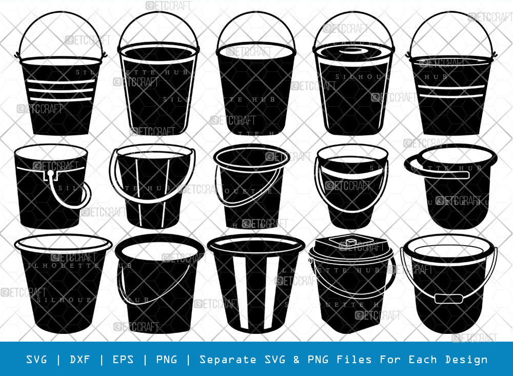 Bucket SVG Cut Files | Bucket Silhouette | Water Bucket Svg | Cleaning ...