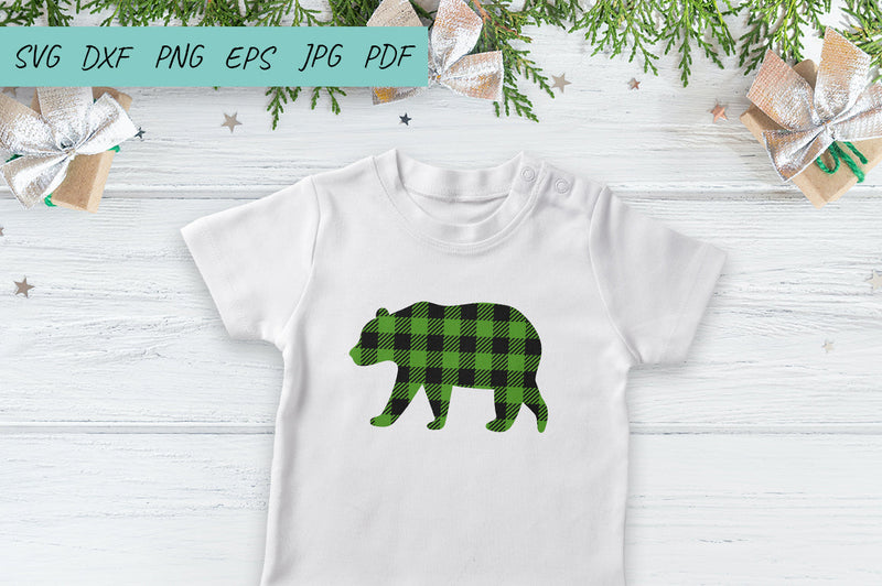 Buffalo Plaid Bear Svg, Christmas Bear Svg, Christmas Svg - So Fontsy