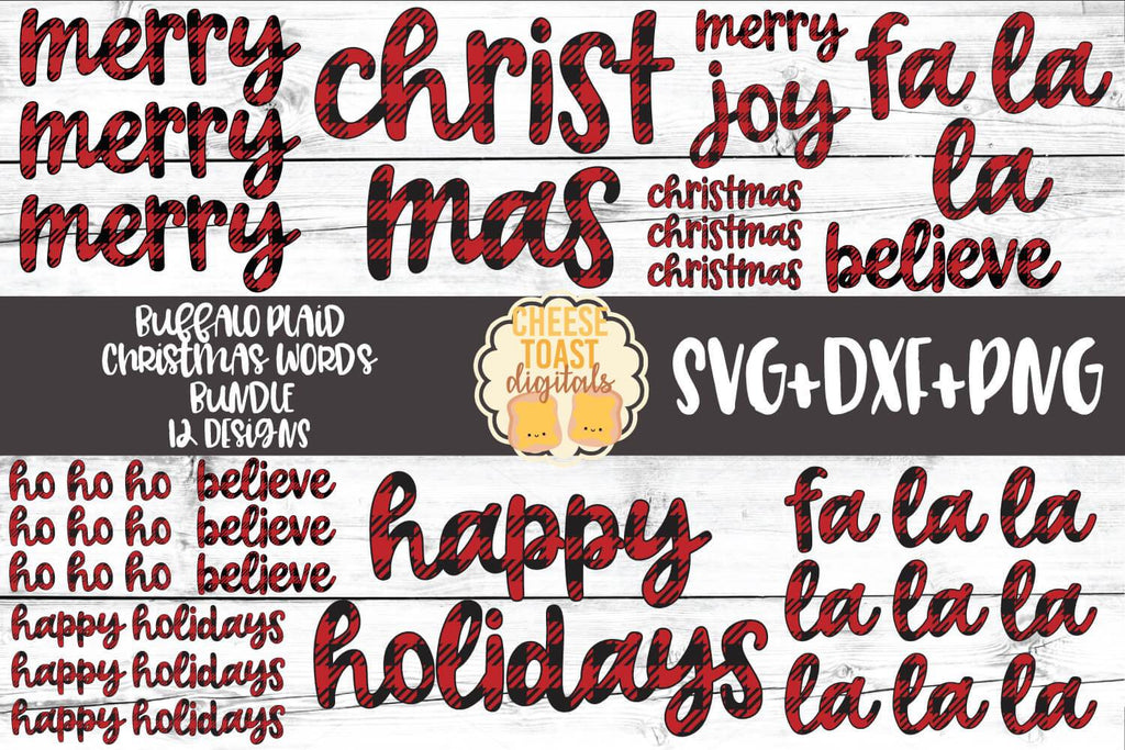 Buffalo Plaid Christmas Words Bundle - Holiday SVG PNG DXF Cut Files ...