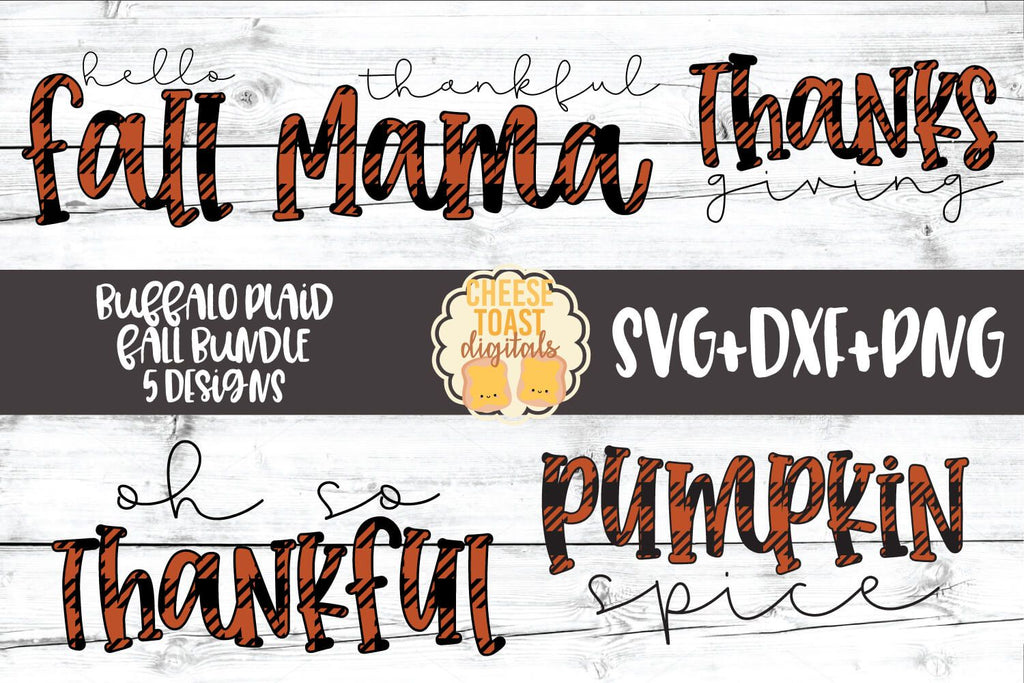 Buffalo Plaid Fall Bundle - Thanksgiving SVG PNG DXF Cut Files - So Fontsy