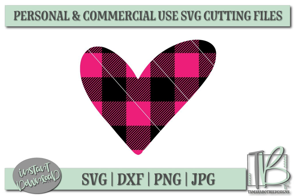 Buffalo Plaid Heart SVG File, Valentine's SVG File - So Fontsy