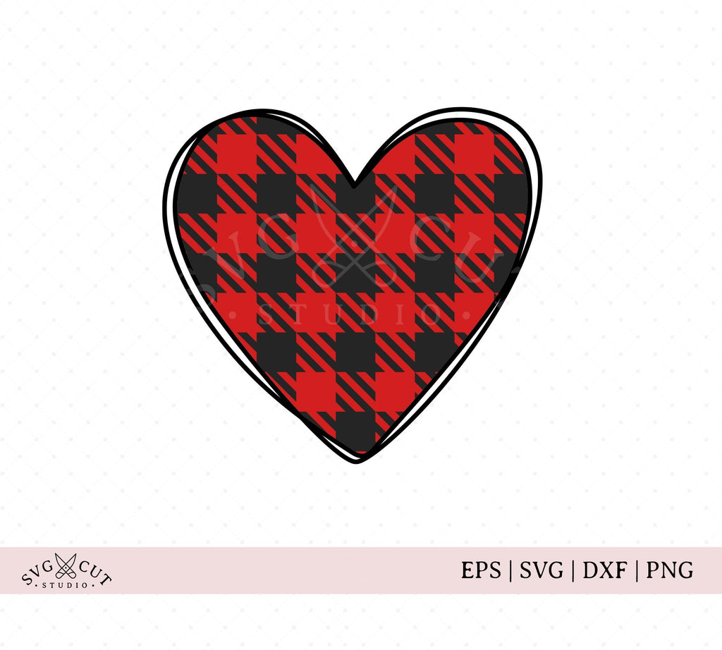 Buffalo Plaid Heart SVG Files - So Fontsy