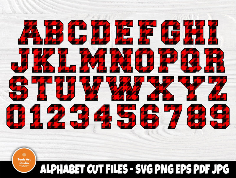 Buffalo Plaid SVG Fonts, Alphabet Clipart, Plaid Letters & Numbers ...