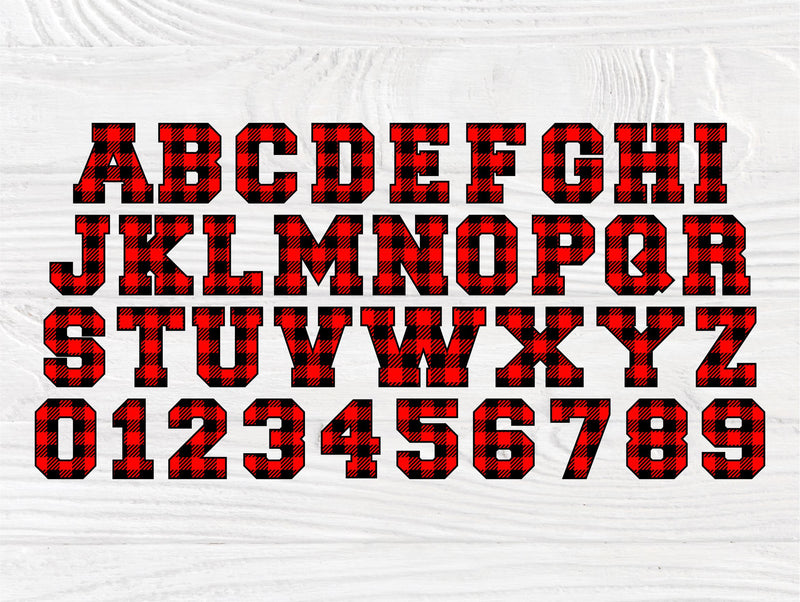 Buffalo Plaid SVG Fonts, Alphabet Clipart, Plaid Letters & Numbers ...