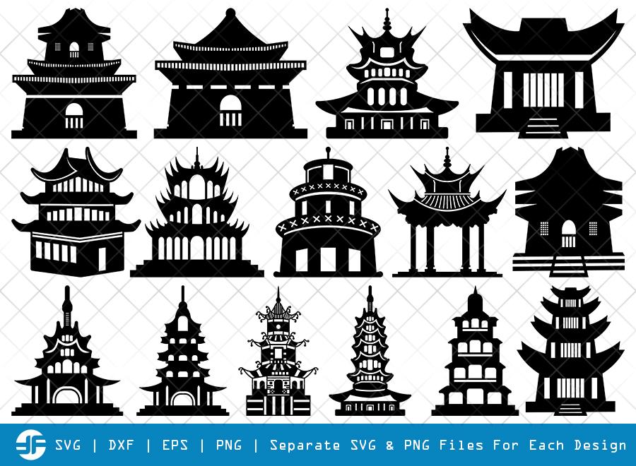 Building Of Chinese SVG Cut Files | Chines Silhouette Bundle - So Fontsy