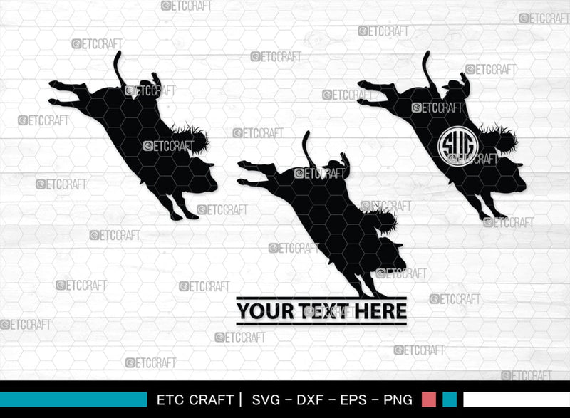Bull Rider Monogram, Bull Rider Silhouette, Bull Svg, Rodeo Svg, Sports ...