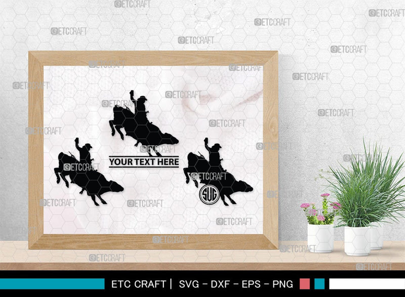 Bull Rider Monogram, Bull Rider Silhouette, Bull Svg, Rodeo Svg, Sports ...
