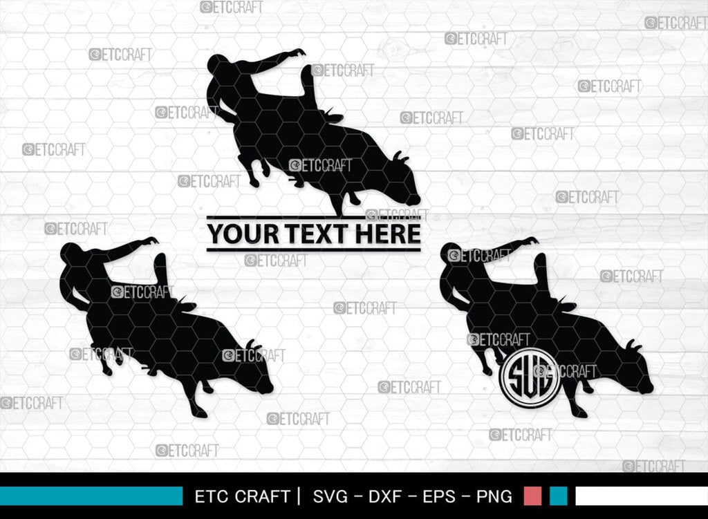 Bull Rider Monogram, Bull Rider Silhouette, Bull Svg, Rodeo Svg, Sports ...