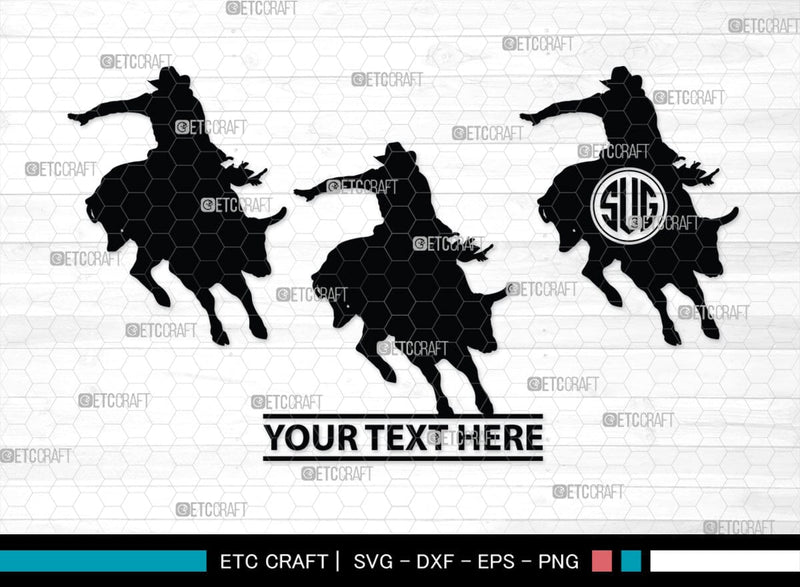 Bull Rider Monogram, Bull Rider Silhouette, Bull Svg, Rodeo Svg, Sports ...