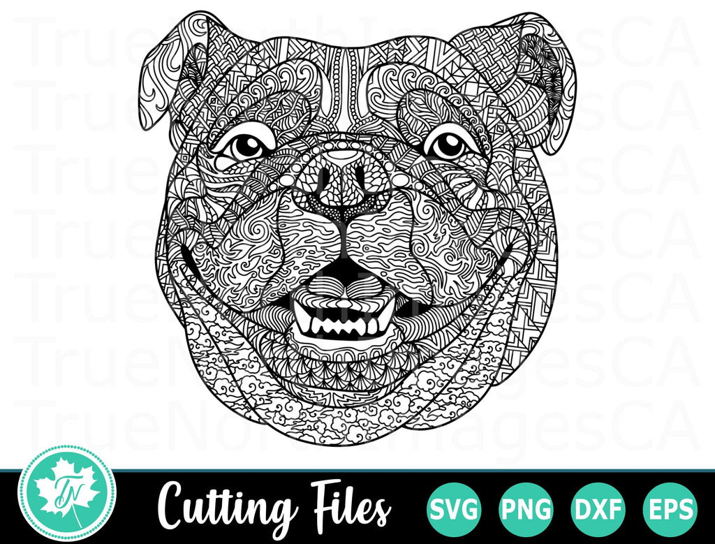 Bulldog SVG | Zentangle SVG | Mandala SVG - So Fontsy