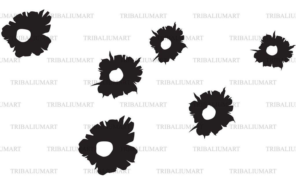 Bullet holes. Cut files for Cricut, Clip Art silhouettes (eps, svg, pdf ...