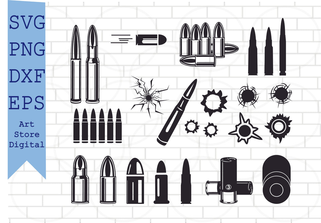 Bullet Svg Bundle, Army SVG, Weapon Svg, Love Gun Svg Png, Dxf, Eps Cut ...