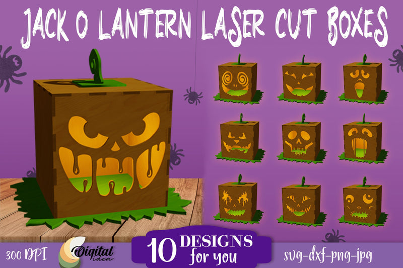 Bundle 3D Laser Cut. Jack o Lantern SVG. Halloween SVG. - So Fontsy
