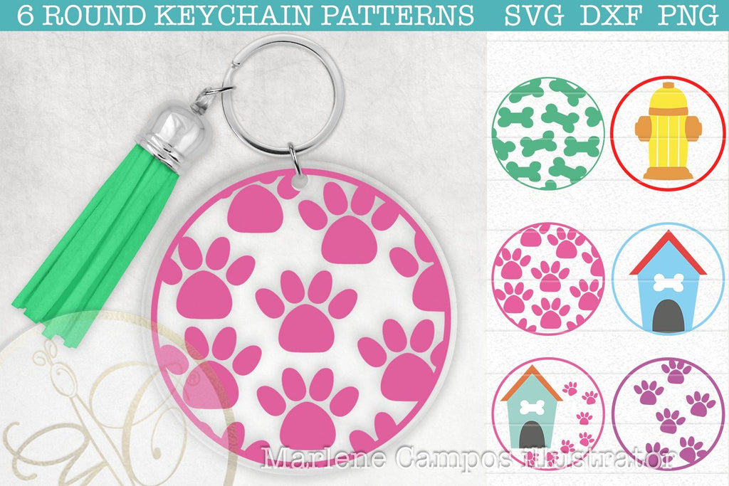 Bundle 96 Files Round Keychain Patterns - So Fontsy
