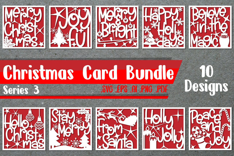 BUNDLE | Christmas Card 3 - svg eps ai png pdf - So Fontsy