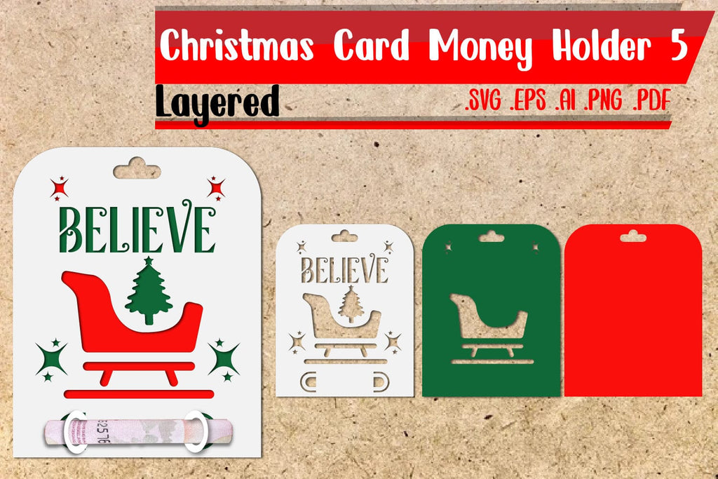 BUNDLE | Christmas Card Money Holder Layered Svg - So Fontsy
