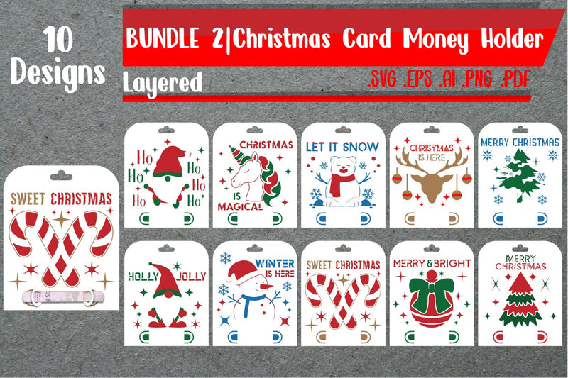 BUNDLE | Christmas Card Money Holder Layered - So Fontsy