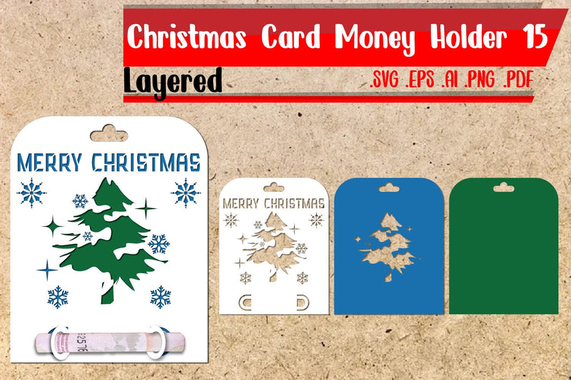 BUNDLE | Christmas Card Money Holder Layered - So Fontsy