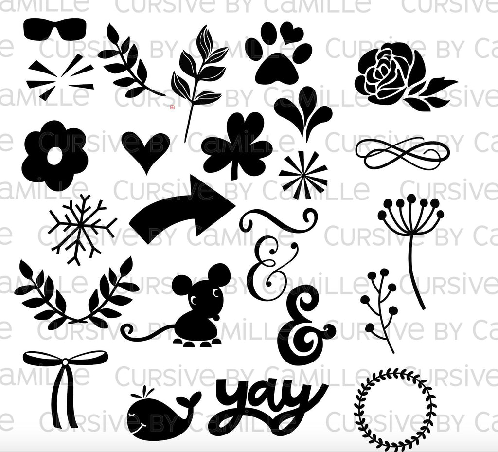 Bundle of 24 Design Elements and Embellishments! Hand Drawn SVG's - So ...