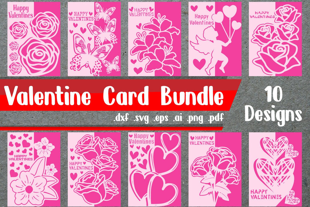 Bundle | Valentine's card-svg dxf eps ai png pdf - So Fontsy