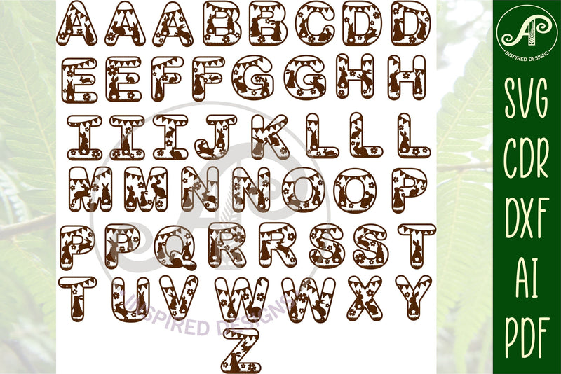 Bunny alphabet set. 2 layer letters. 47 letter options SVG - So Fontsy