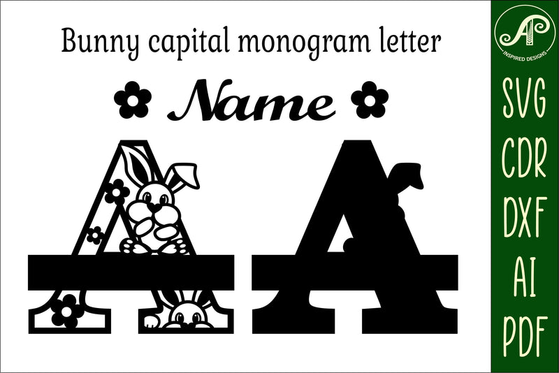 Bunny capital monogram letter A SVG - So Fontsy