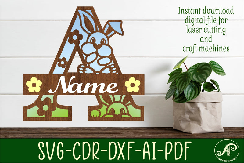 Bunny capital monogram letter A SVG - So Fontsy