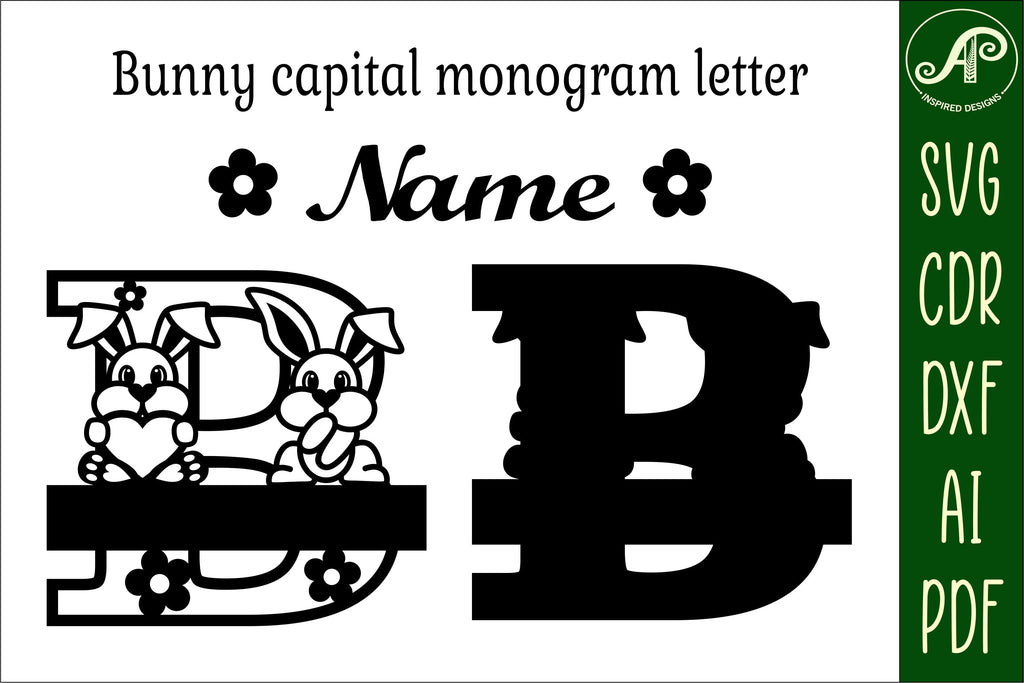 Bunny capital monogram letter B SVG - So Fontsy