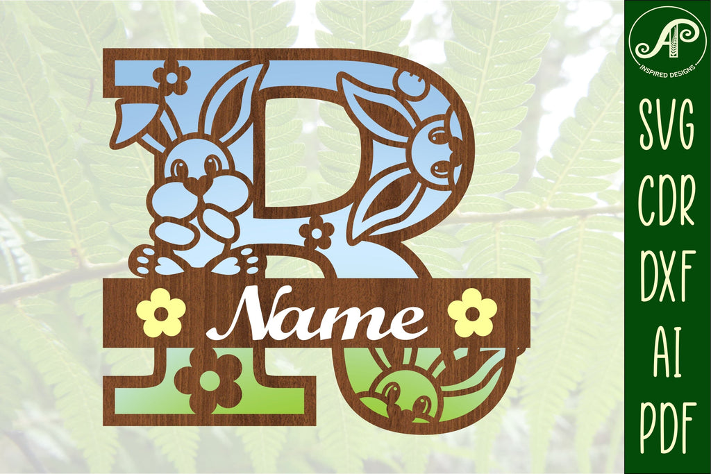 Bunny capital monogram letter R SVG - So Fontsy