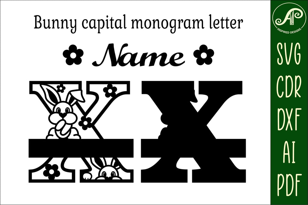 Bunny capital monogram letter X SVG - So Fontsy