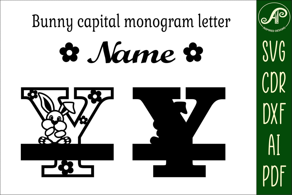 Bunny capital monogram letter Y SVG - So Fontsy