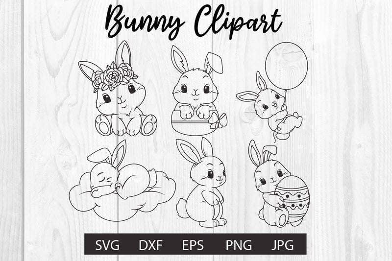 Bunny clipart, Rabbit svg bundle - So Fontsy