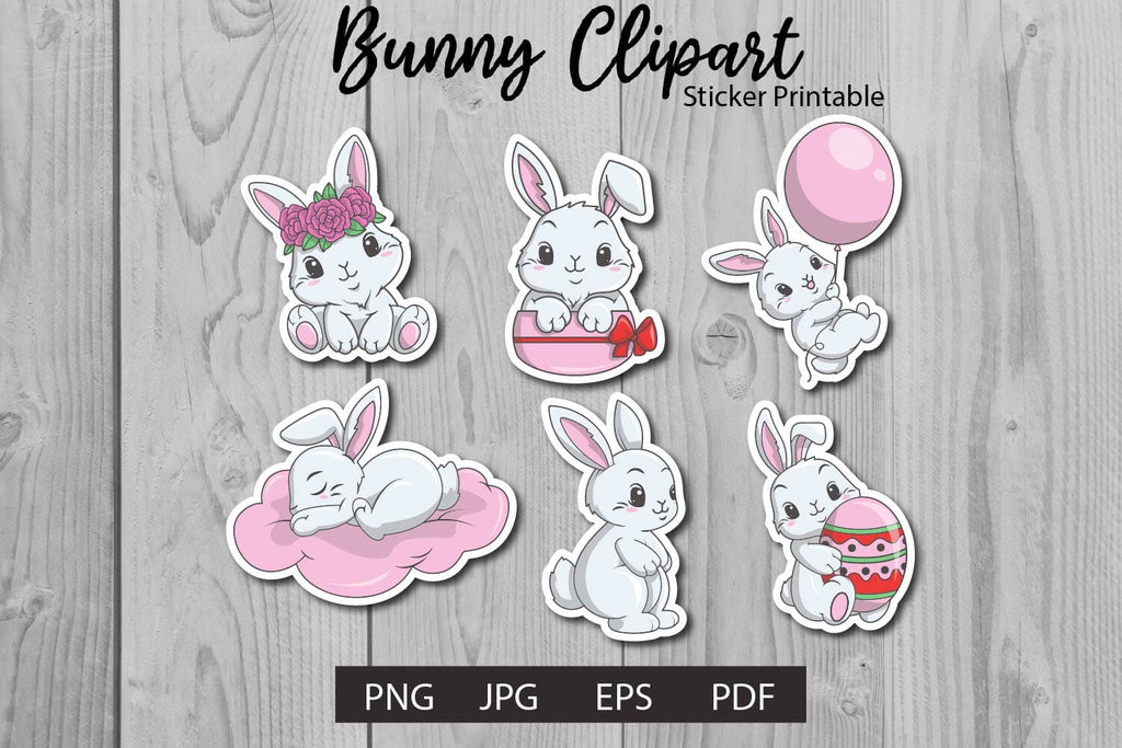 Bunny Clipart sticker printable easter png - So Fontsy