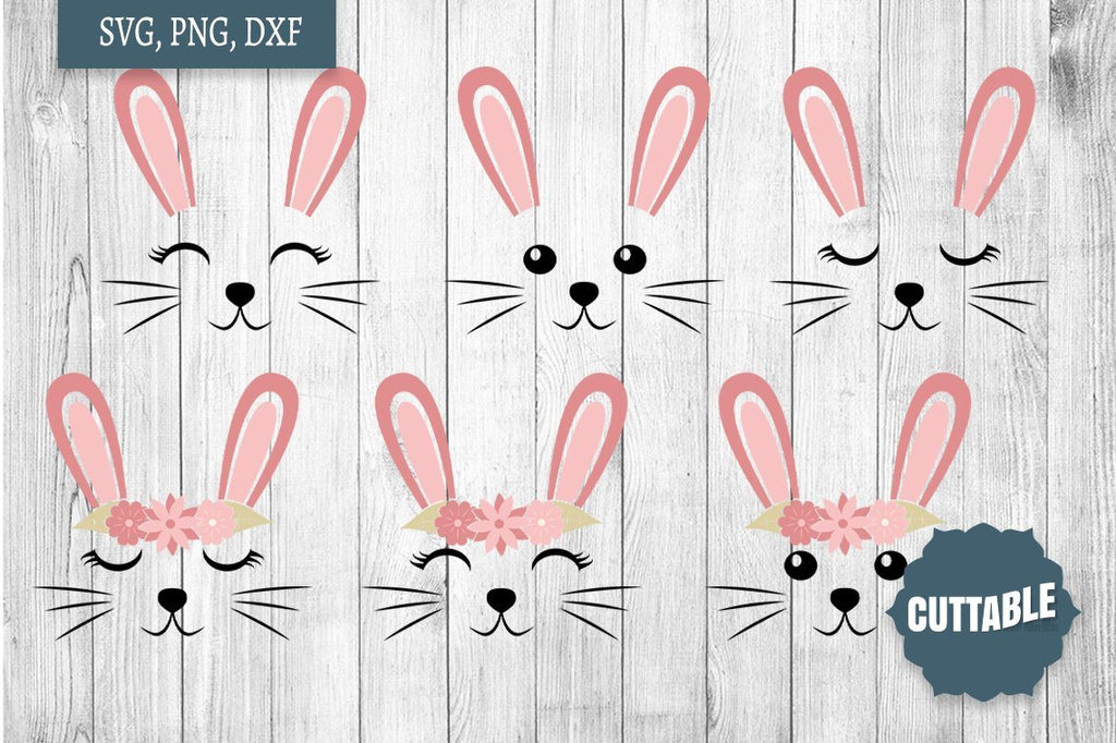 Bunny Face SVG, Bunny Faces cut file, Rabbit faces SVG - So Fontsy