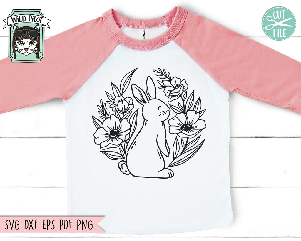 Bunny Flowers SVG, Rabbit With Flowers SVG, Rabbit Cut File, Easter ...