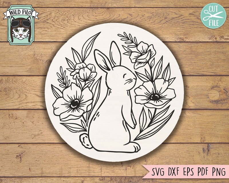 Bunny Flowers SVG, Rabbit With Flowers SVG, Rabbit Cut File, Easter ...