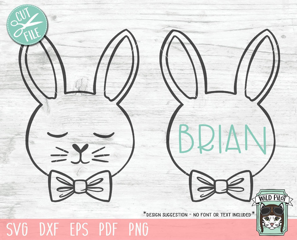 Bunny Rabbit With Bowtie Monogram SVG Cut File - So Fontsy