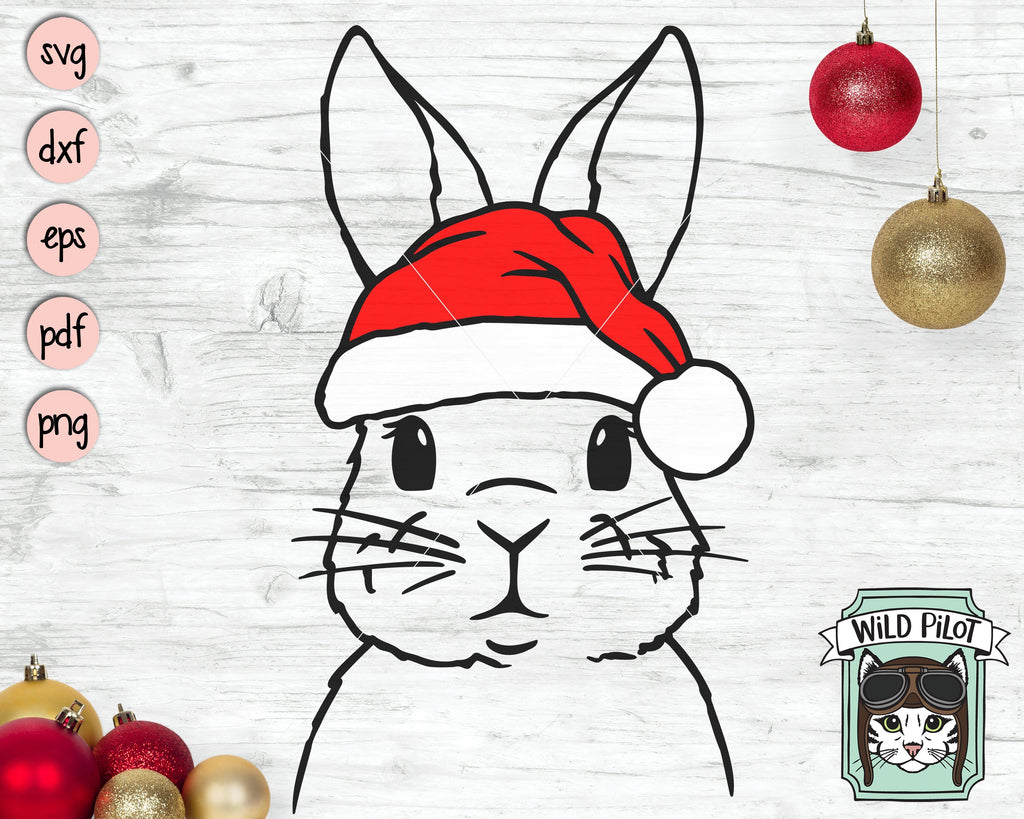 Bunny Santa hat svg file, Bunny with Hat svg, Christmas svg file ...