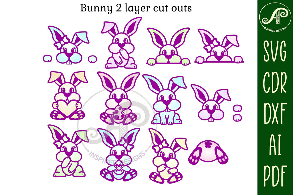Bunny two layer laser cut SVG files - So Fontsy