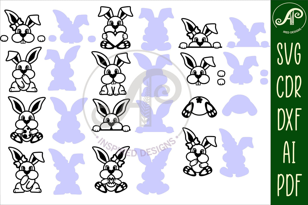 Bunny two layer laser cut SVG files - So Fontsy