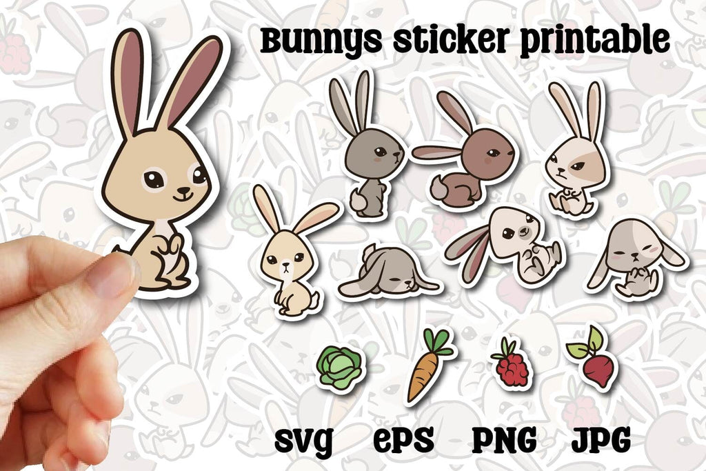 bunnys sticker printable clipart - So Fontsy