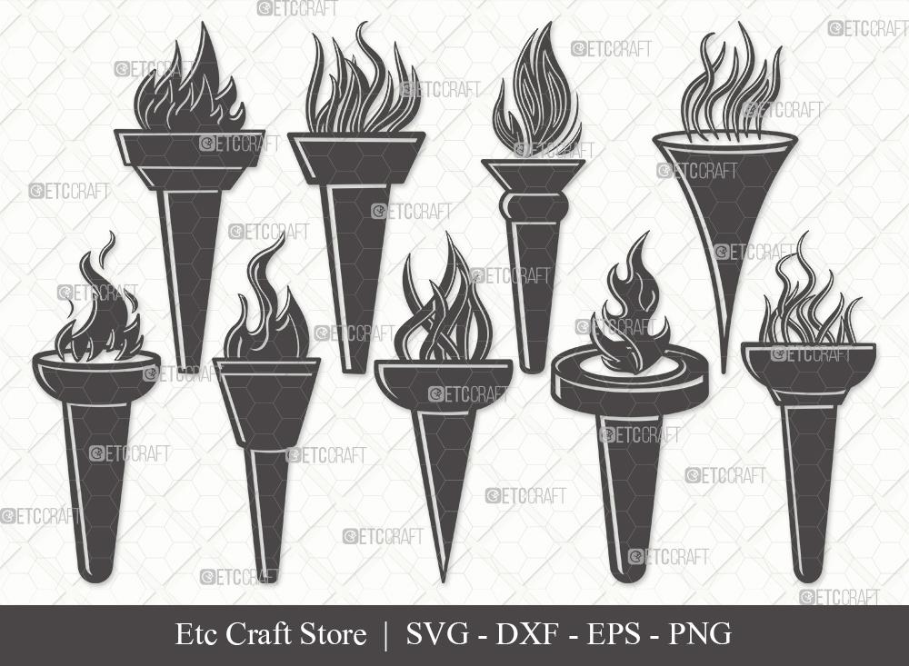 Burning Torch Silhouette SVG Cut File | Burning Torch SVG | Torch Svg ...