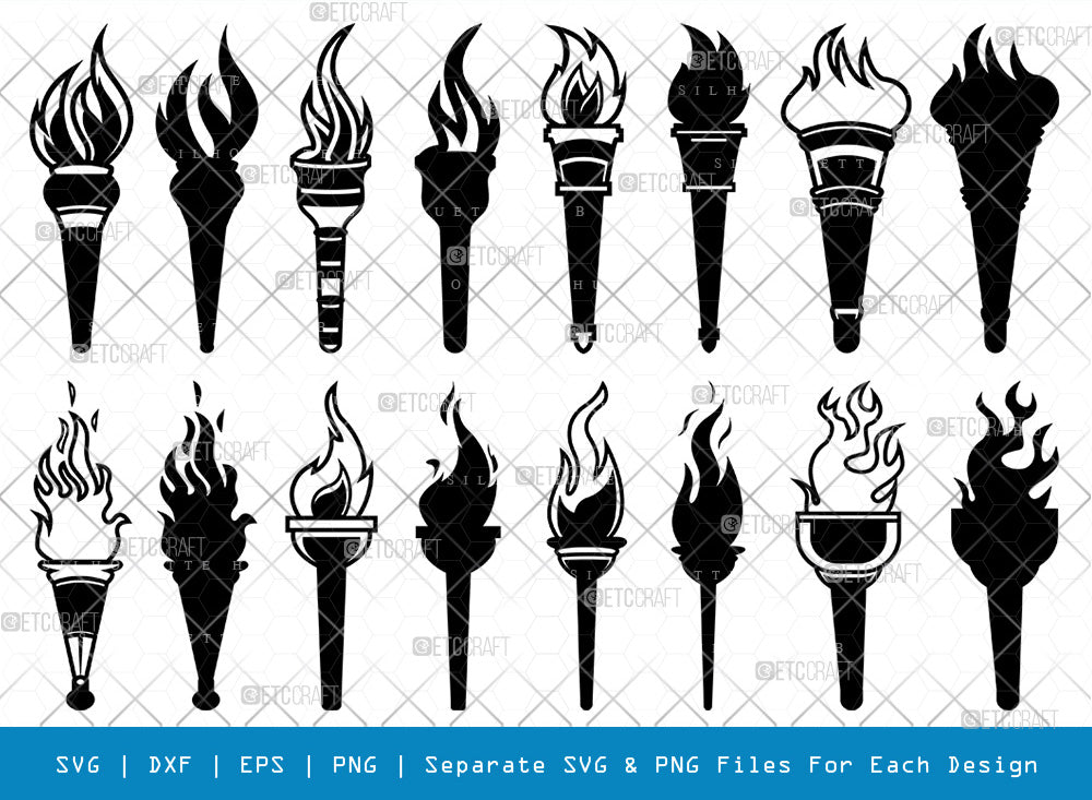 Burning Torch SVG Cut Files | Burning Torch Silhouette | Olympic Torch ...