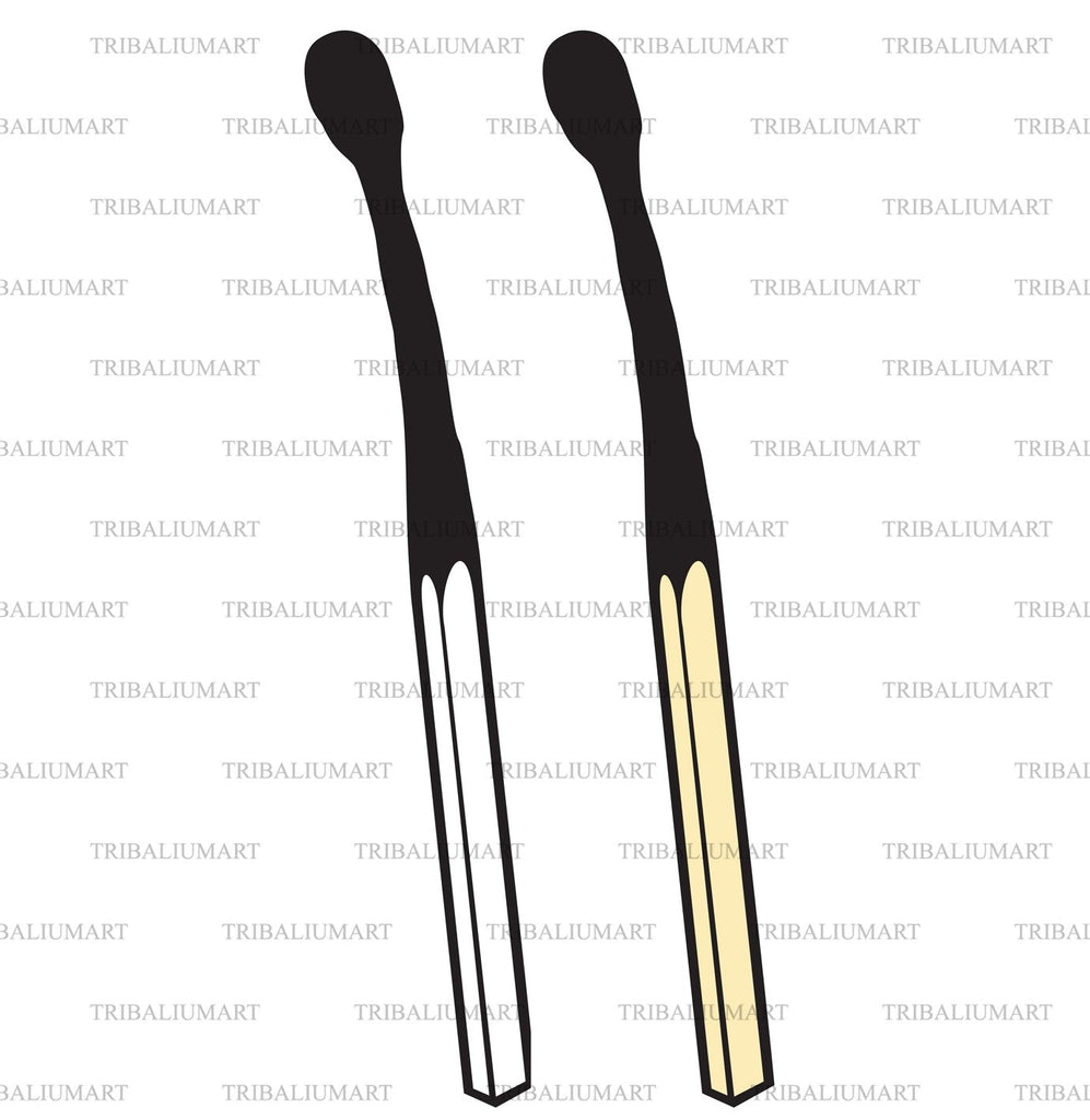 Burnt match stick. Cut files for Cricut. Clip Art silhouette (eps, svg ...