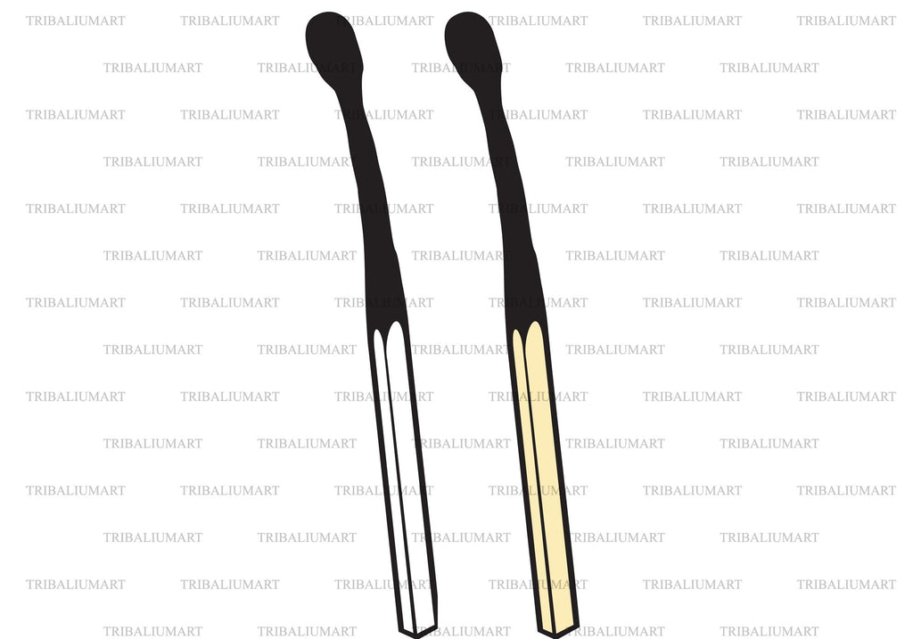 Burnt match stick. Cut files for Cricut. Clip Art silhouette (eps, svg ...
