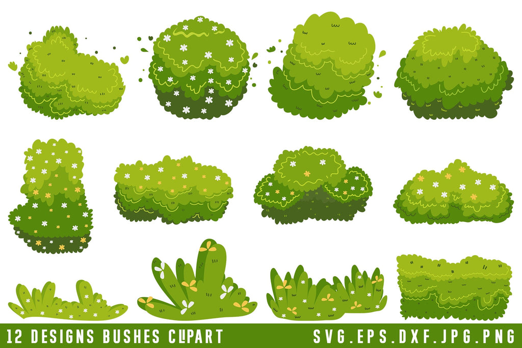Bushes Illustration SVG Bundle - So Fontsy