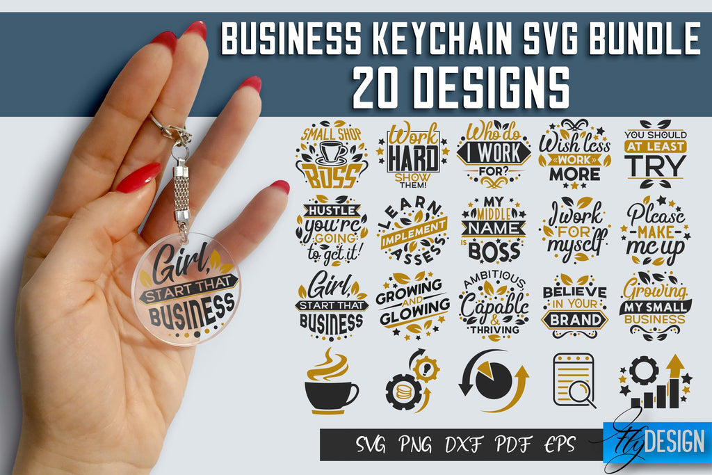 Business SVG Keychain Bundle | Business Quotes SVG Design - So Fontsy